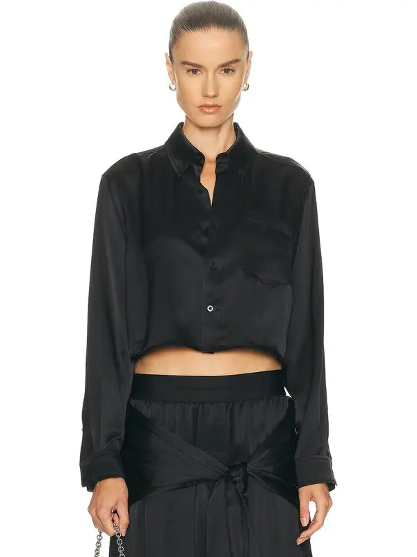 Alexander Wang Cropped Boyfriend Shirt - Black