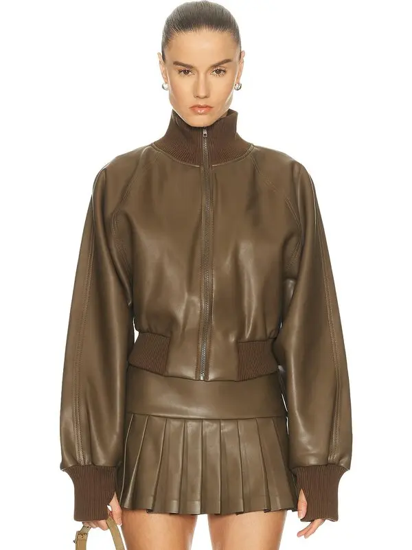 Norma Kamali Oversized Turtleneck Bomber Jacket - Bark