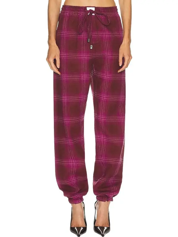 Attico Check Long Pant - Burgundy