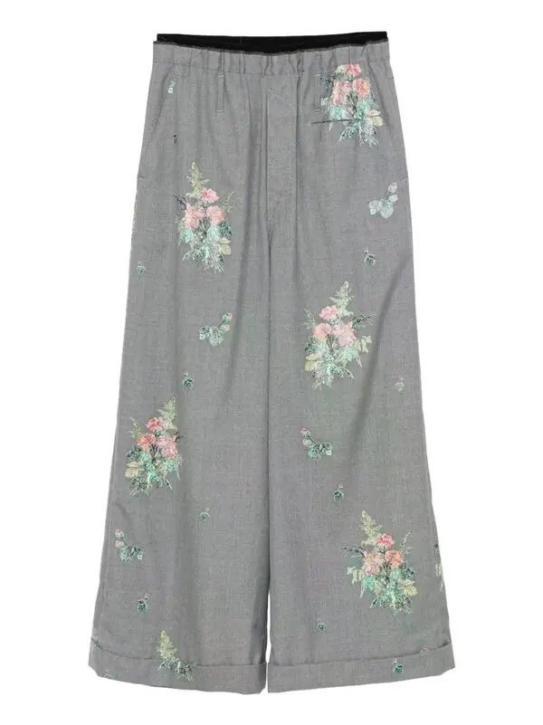 BED J.W. FORD Floral Embroidered Trousers - Grey