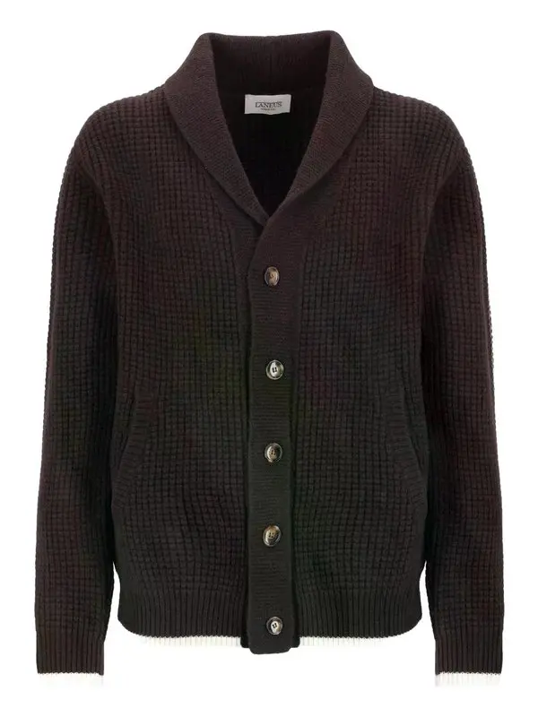 LANEUS Waffle-knit Wool Cardigan - Brown