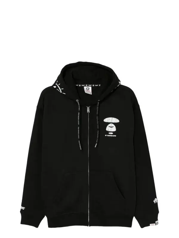 AAPE BY *A BATHING APE® Logo-printed Zip-up Hoodie - Black