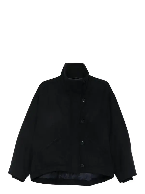Emporio Armani High-neck Buttoned Coat - Black