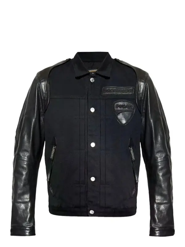 Dsquared2 X Ducati Leather-sleeve Shirt Jacket - Black