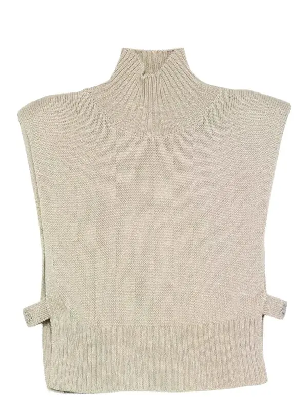 Patrizia Pepe Ribbed High Collar Vest - Neutrals