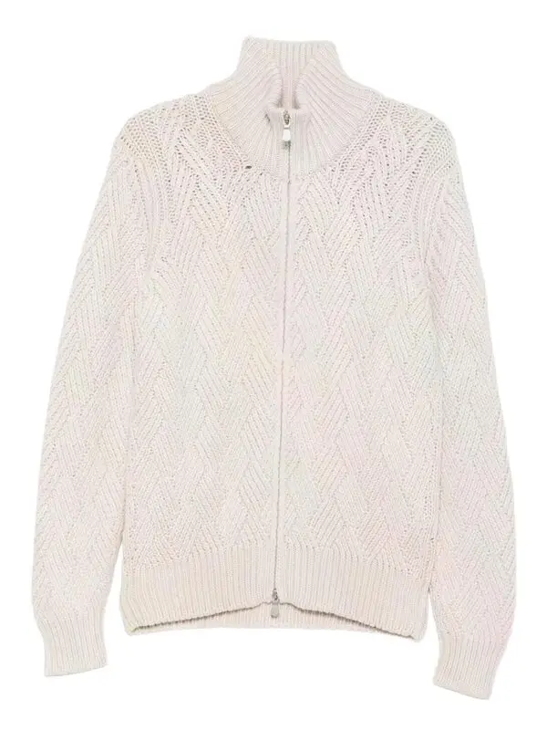 BARBA NAPOLI Patterned Zip-up Cardigan - Neutrals