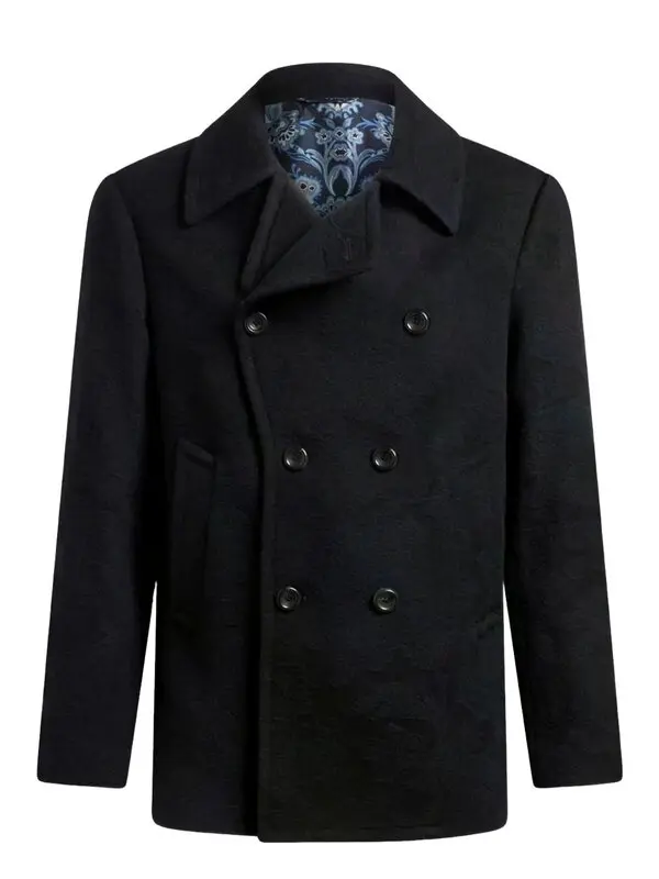 Etro Jacquard Double-breasted Pea Coat - Blue
