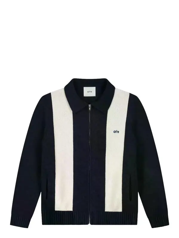 ARTE ANTWERP Striped Zip-up Cardigan - Blue