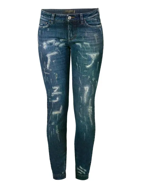 Dolce & Gabbana Ripped Slim Fit Jeans - Blue