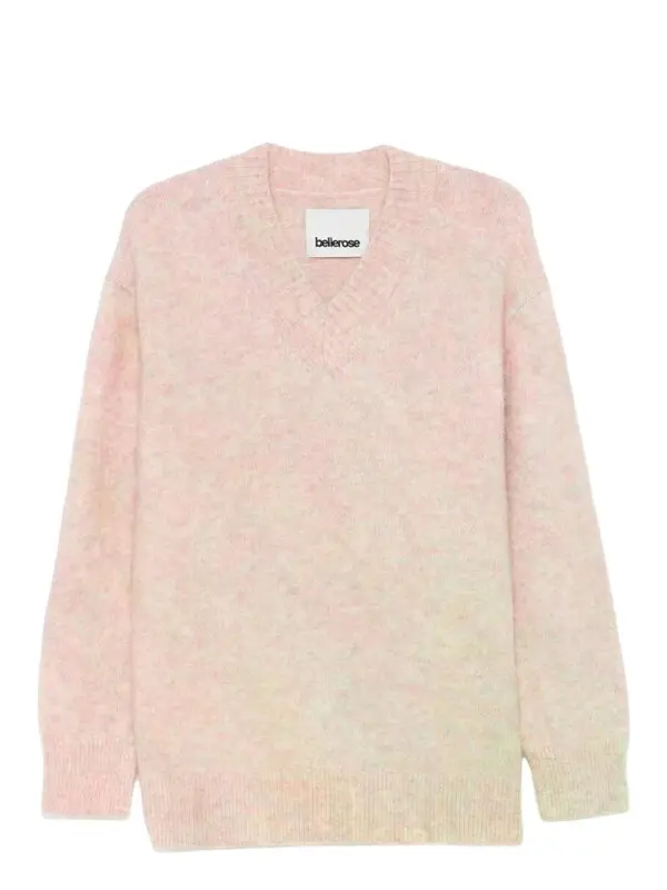 BELLEROSE V-neck Fine Knit Sweater - Pink