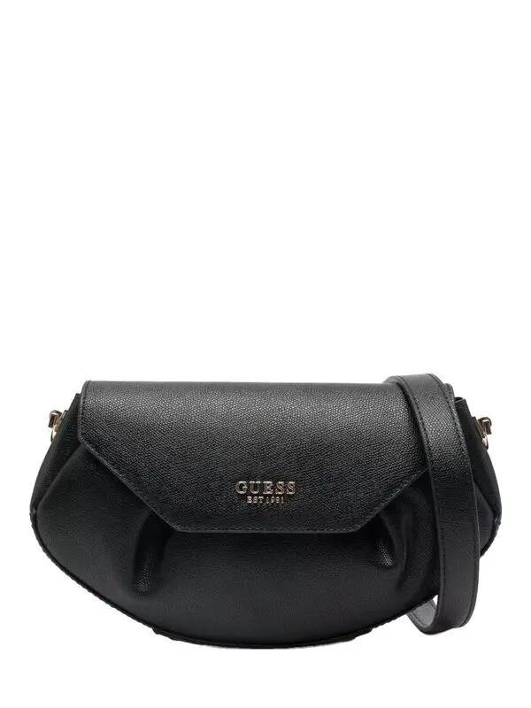 Guess Logo-plaque Flap Shoulder Bag - Black