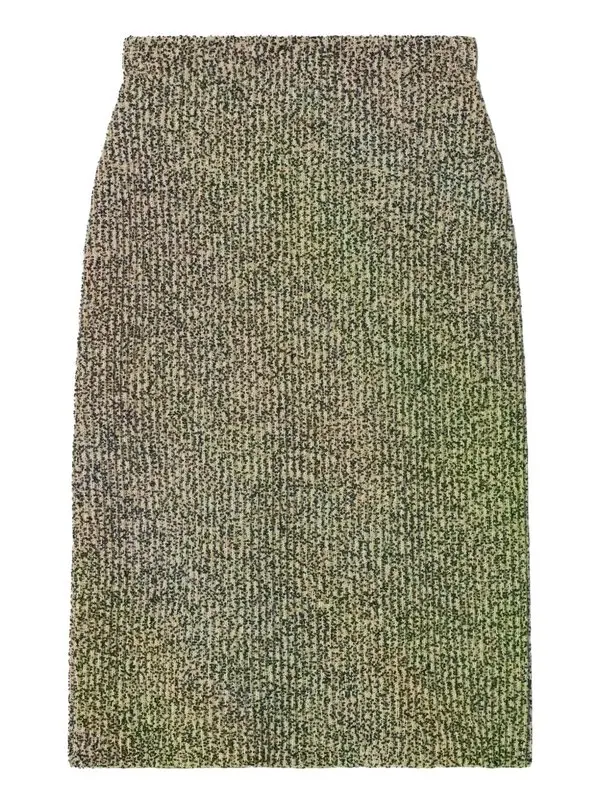 Tory Burch Tweed Ribbed Knit Midi Skirt - Brown