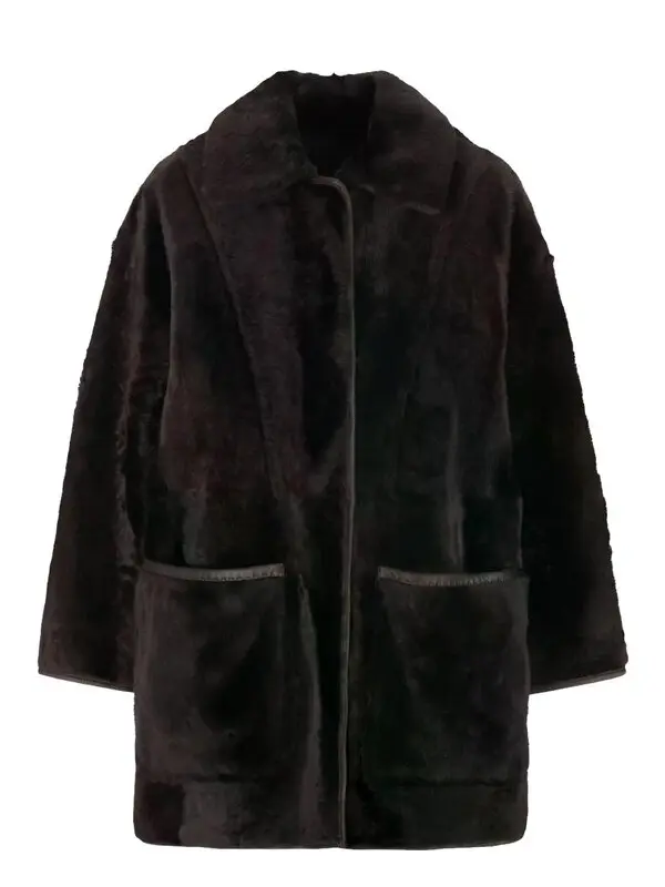 Max Mara Reversible Leather Coat - Brown