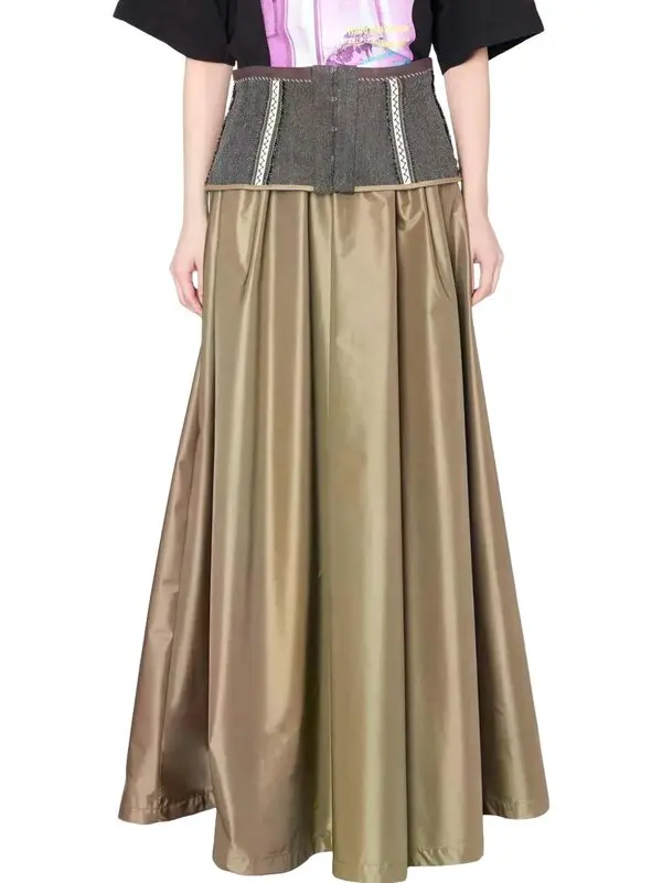Kolor Maxi Skirt With Corset Detail - Neutrals