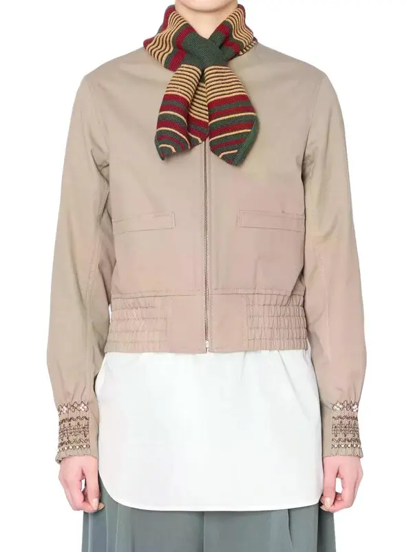 Kolor Cropped Jacket With Beaded Cuffs - Neutrals