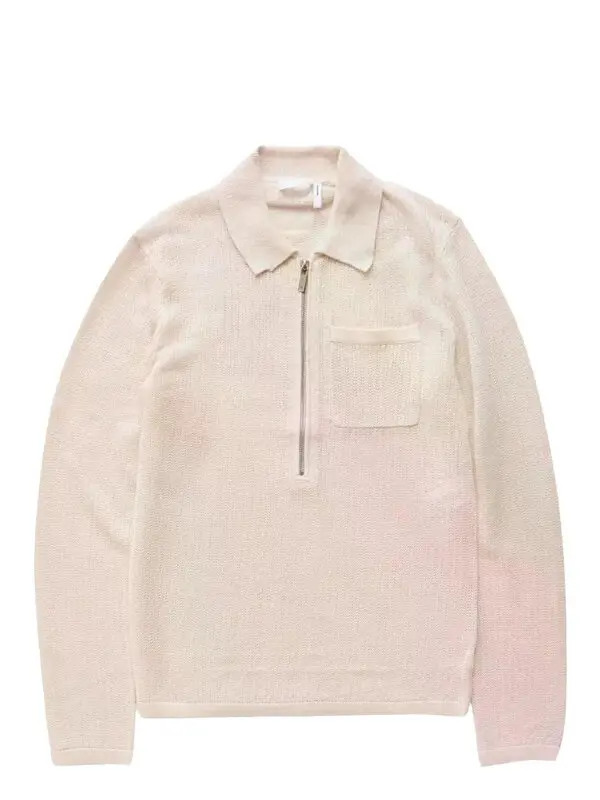 Helmut Lang Long-sleeve Zip Polo Sweater - Neutrals