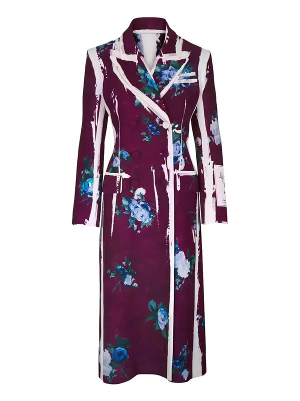 Erdem Floral-print Double-breasted Coat - Red