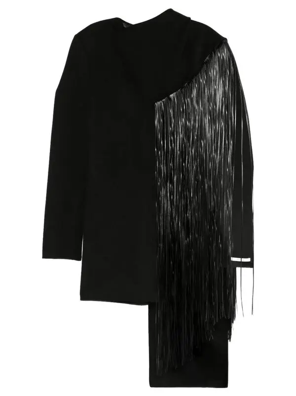 Sportmax Fringed-detail Panelled Dress - Black