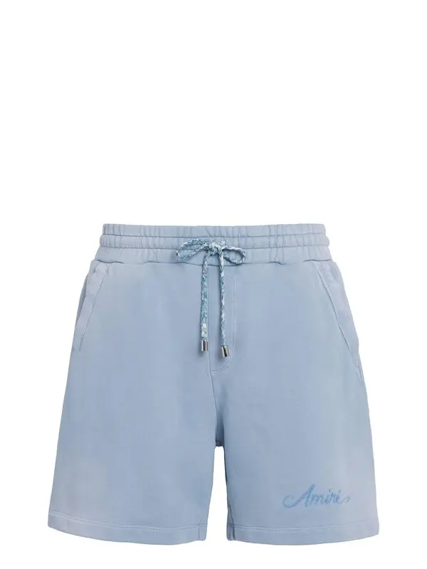 Amiri Bleach Bandana Cotton Sweatshorts - Blue