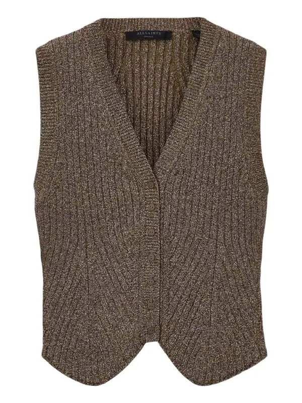 ALLSAINTS Metallic-trim Cruz Sweater Vest - Brown