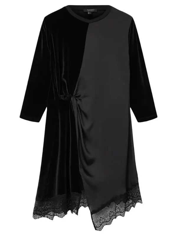 ALLSAINTS Satin-velvet Lana Midi Dress - Black