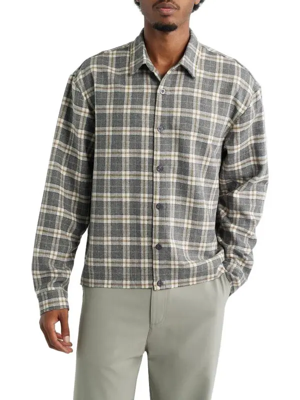 SANTO STUDIO Scobello Plaid Flannel Button-up Shirt - Grey