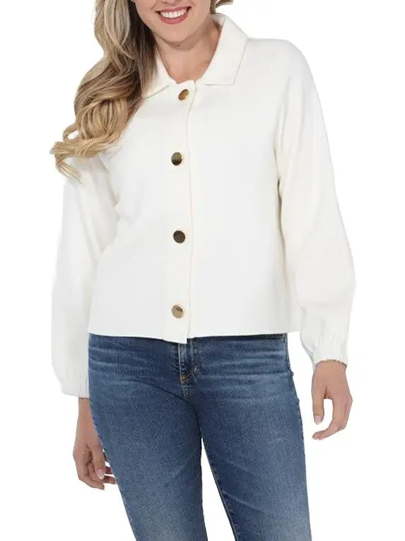 RAIN AND ROSE Button Front Jacket - Ivory