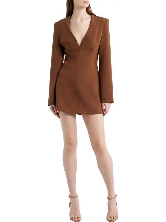 Black Halo Kenna Long Sleeve Mini Dress - Mocha