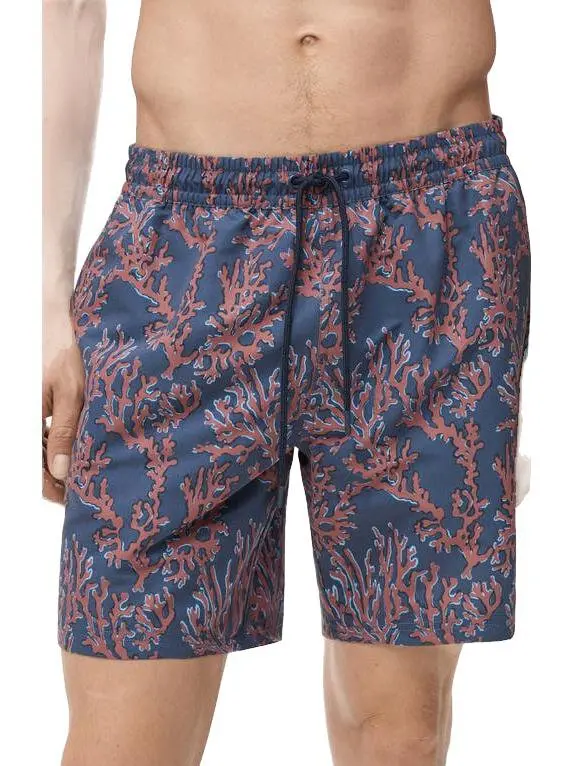 Mango Printed Swim Trunks - Coral Red