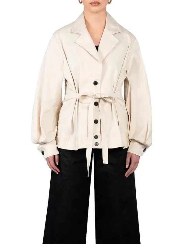LAURA APARICIO Drill Bomber Jacket - Beige