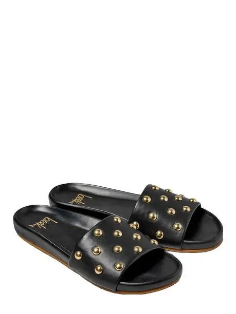 Beek Gallito Studded Leather Slide Sandal - Black Gold