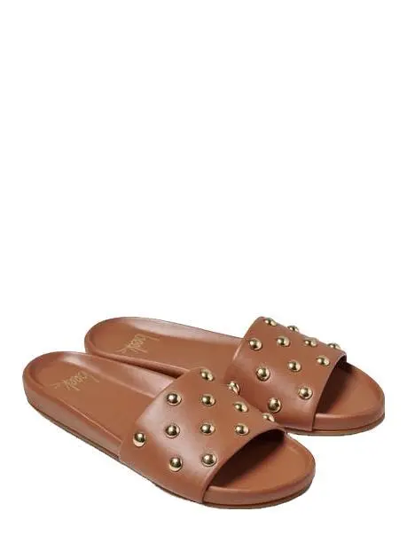 Beek Gallito Studded Leather Slide Sandal - Tan Gold