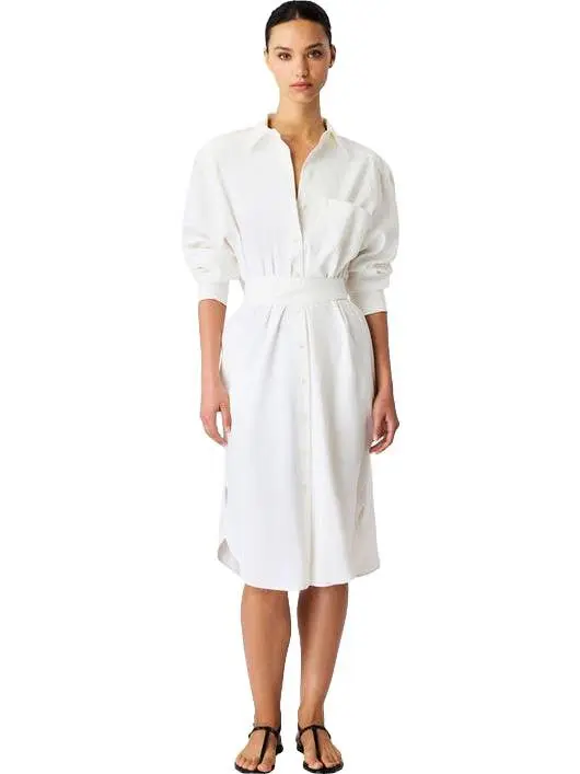Another Tomorrow Pleat Back Shirt Dress - Off-white