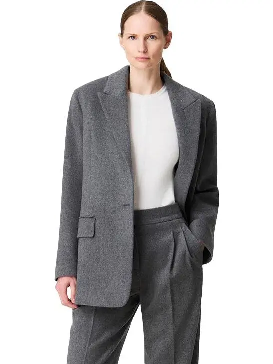 Another Tomorrow Tailored Cashmere Jacket - Medium Melange Grey