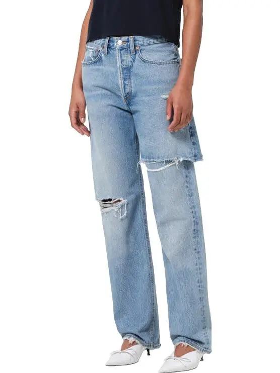 AGOLDE Amryn Double Layer Ripped Straight Leg Jeans - Release