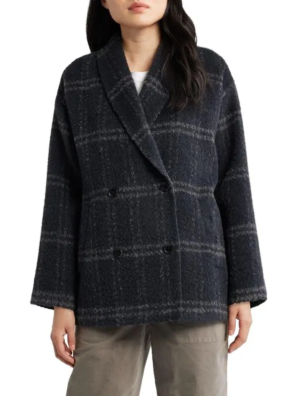 Eileen Fisher Shawl Collar Alpaca & Wool Blend Coat - Charcoal