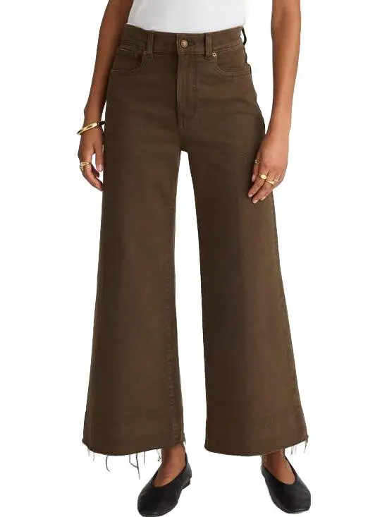 Madewell The Flare Wide Leg Crop Jeans - Dark Mocha
