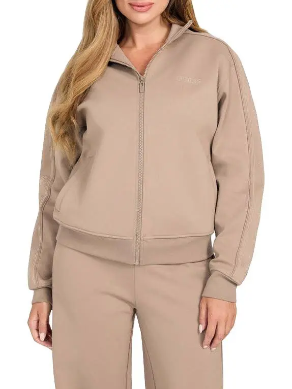Guess Octavia High Neck Full Zip Sweatshirt - Beige