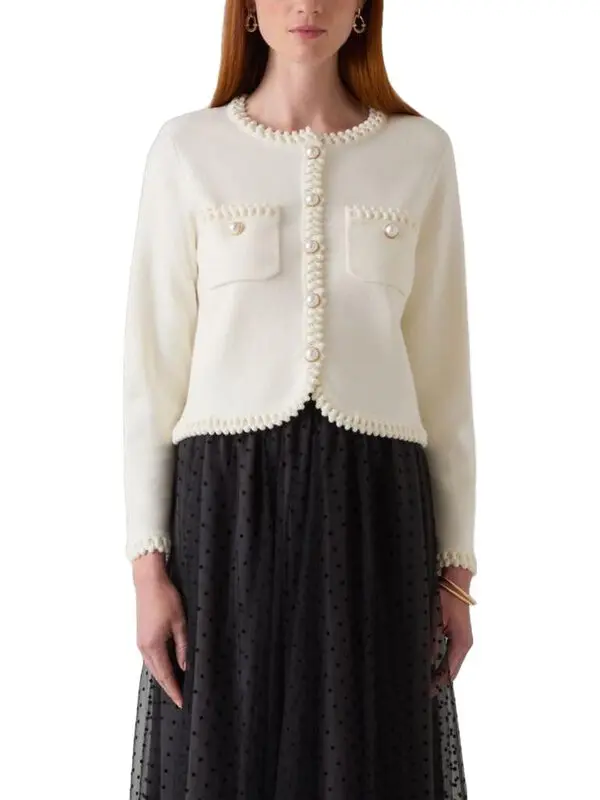 LK BENNETT Norah Knit Jacket - Cream