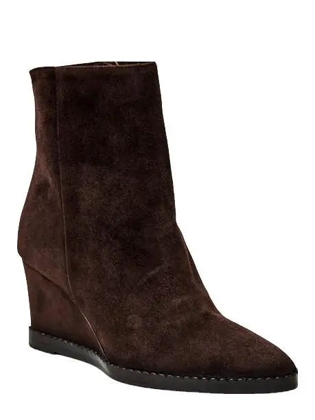 Bruno Magli Opera Wedge Bootie - Dark Brown Suede