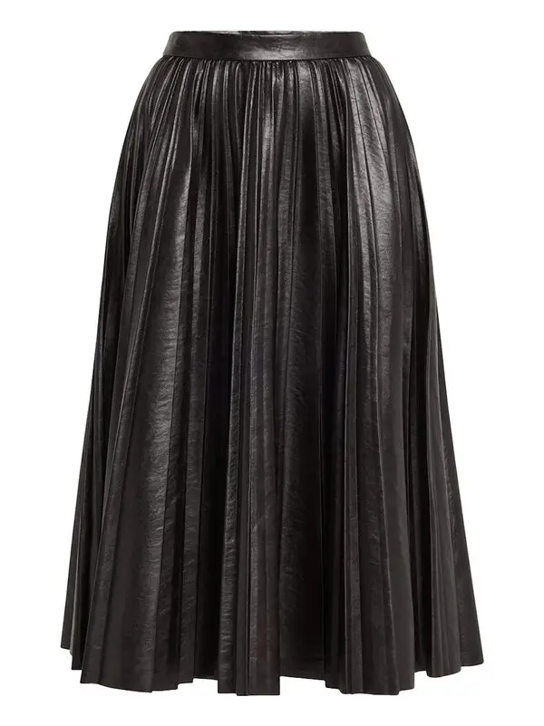 A.L.C. Etta Pleated Faux Leather Skirt - Deepest Brown