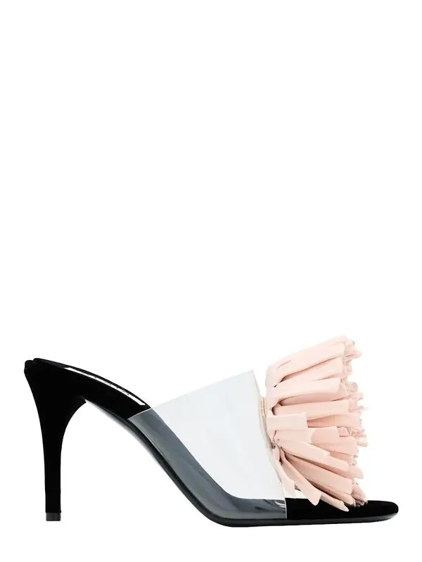 Alaïa Plexi Asymmetric Leather Flower Sandals - Pale Rose