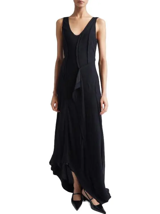 JASON WU Wool Chiffon Asymmetric Gown With Train - Black