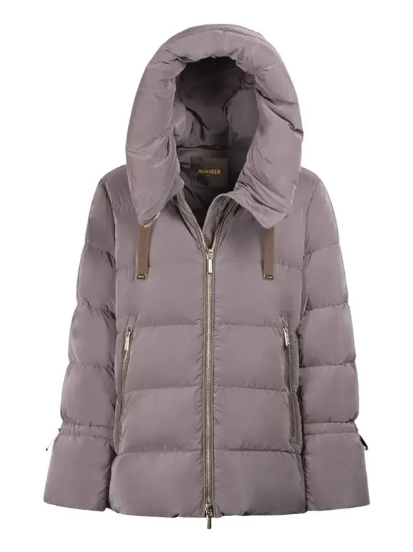 MOORER Quilted Puffer Coat - Brown