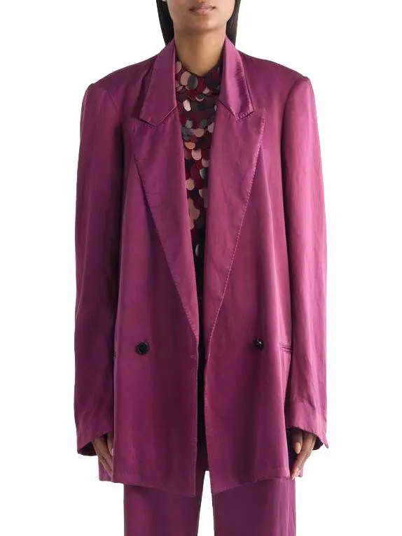 Dries Van Noten Double-breasted Twill Jacket - Raspberry