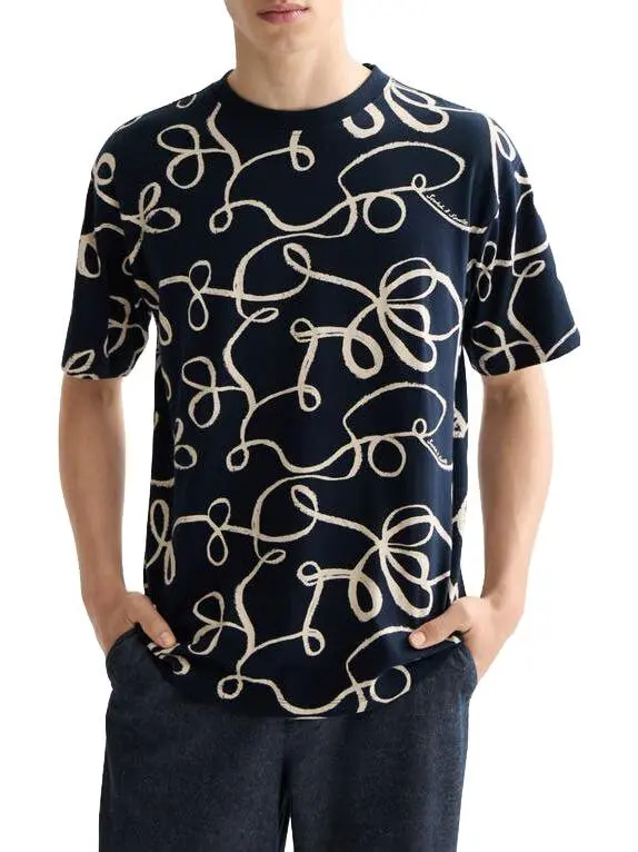 Scotch & Soda Print Cotton T-shirt - Ribbon Navy