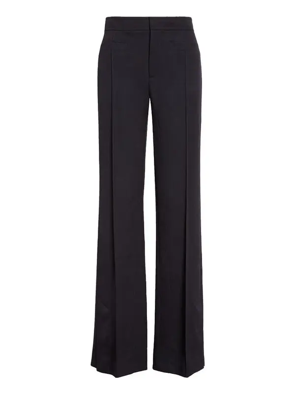 Chloé Slit Hem Virgin Wool Gabardine Tailored Trousers - Ink Navy