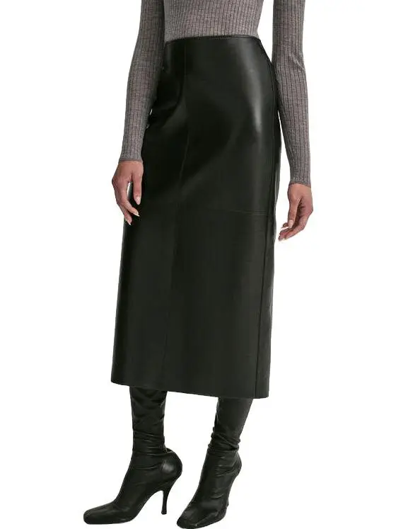 A.L.C. Marta Leather Midi Skirt - Black