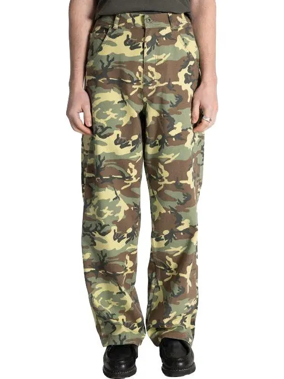 STAN RAY Woodland Camo Cotton Canvas Carpenter Pants - Woodland Duck