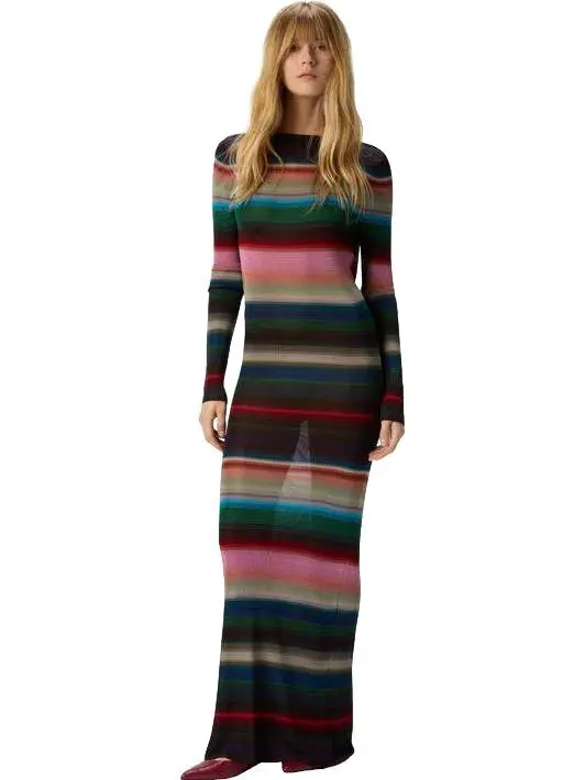 Missoni Long Backless Striped Knit Dress - Multicoloured